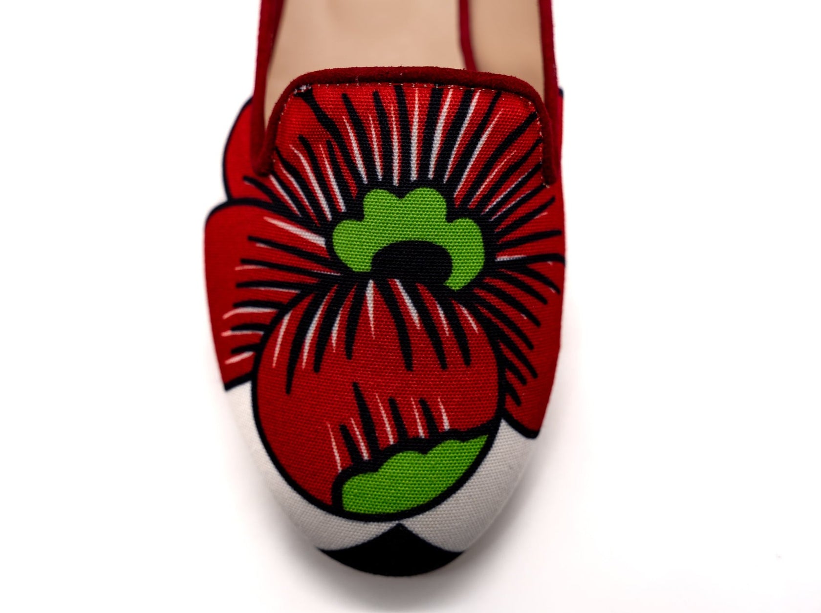 Raha Mule | Elegant White and Red Mule Shoes | Bizushoes